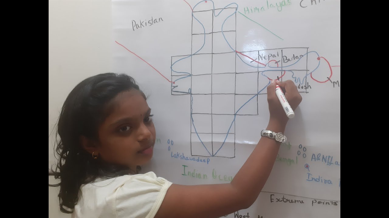 How to draw political map of India, step by step Easy trick to draw ...