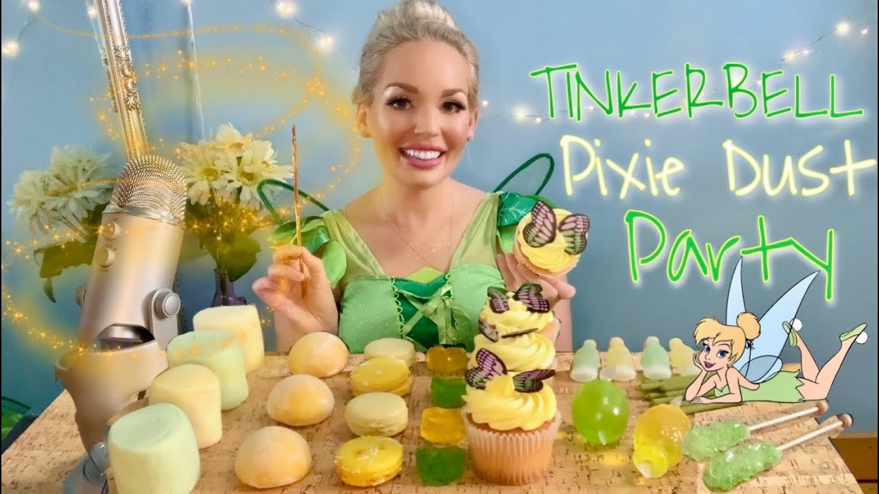 ASMR DISNEY PRINCESS TINKERBELL PIXIE DUST PARTY GREEN AND YELLOW THEME ...
