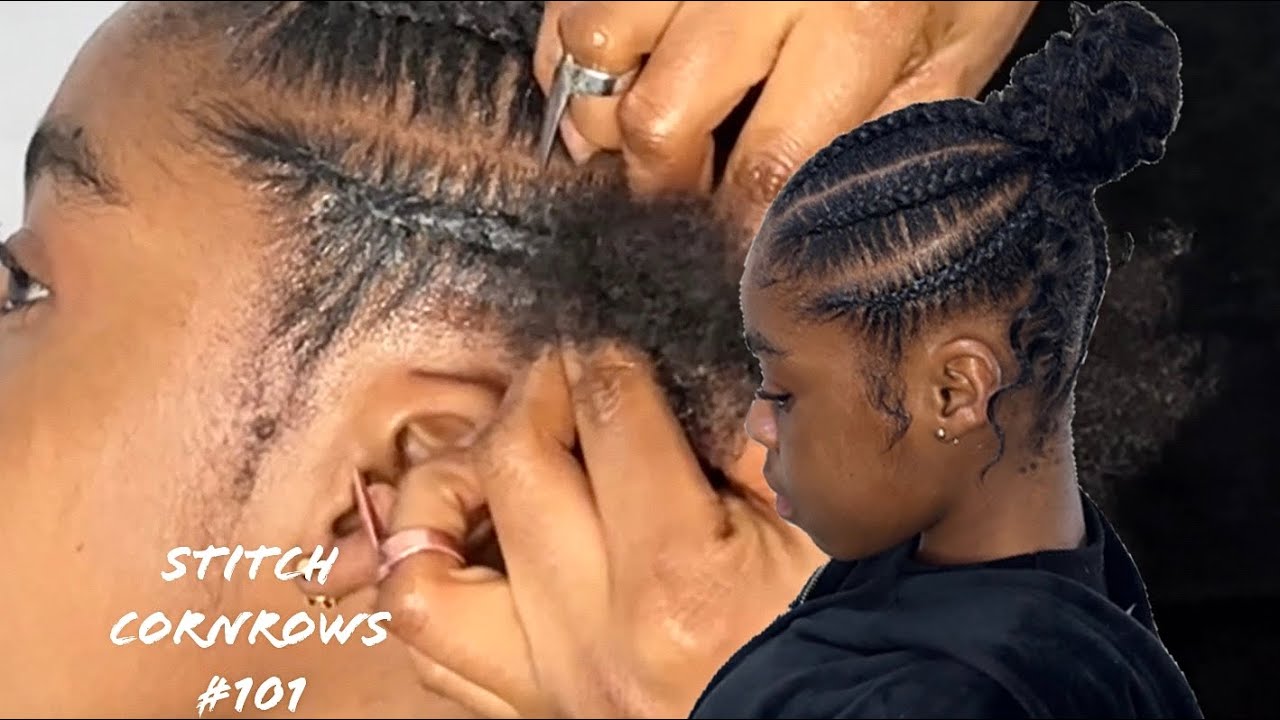 HOW TO STITCH CORNROWS ON 4C HAIR | STEP BY STEP TUTORIAL ON HOW TO # ...