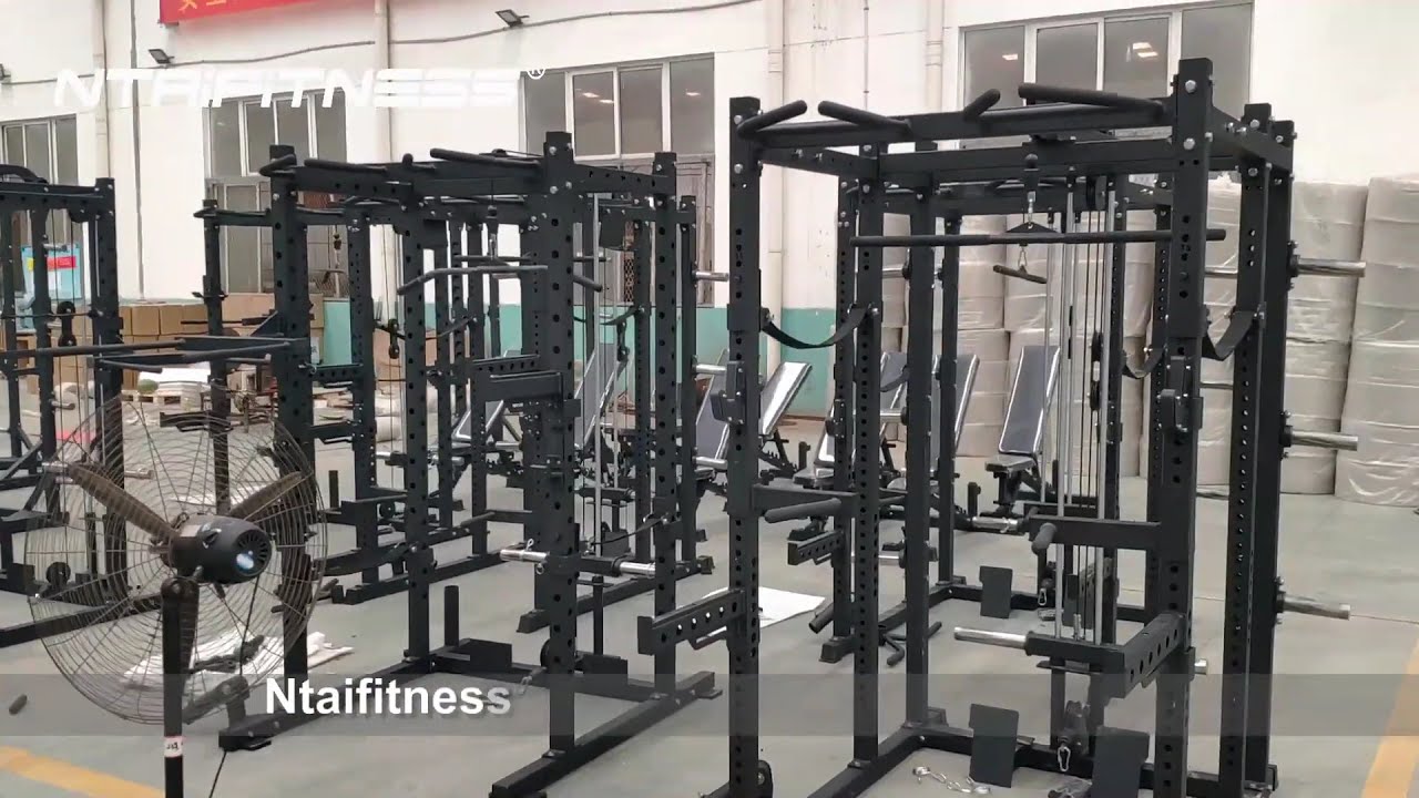 Power Rack with Weight Stack - Ntaifitness Power Cage with Lat Pulldown ...