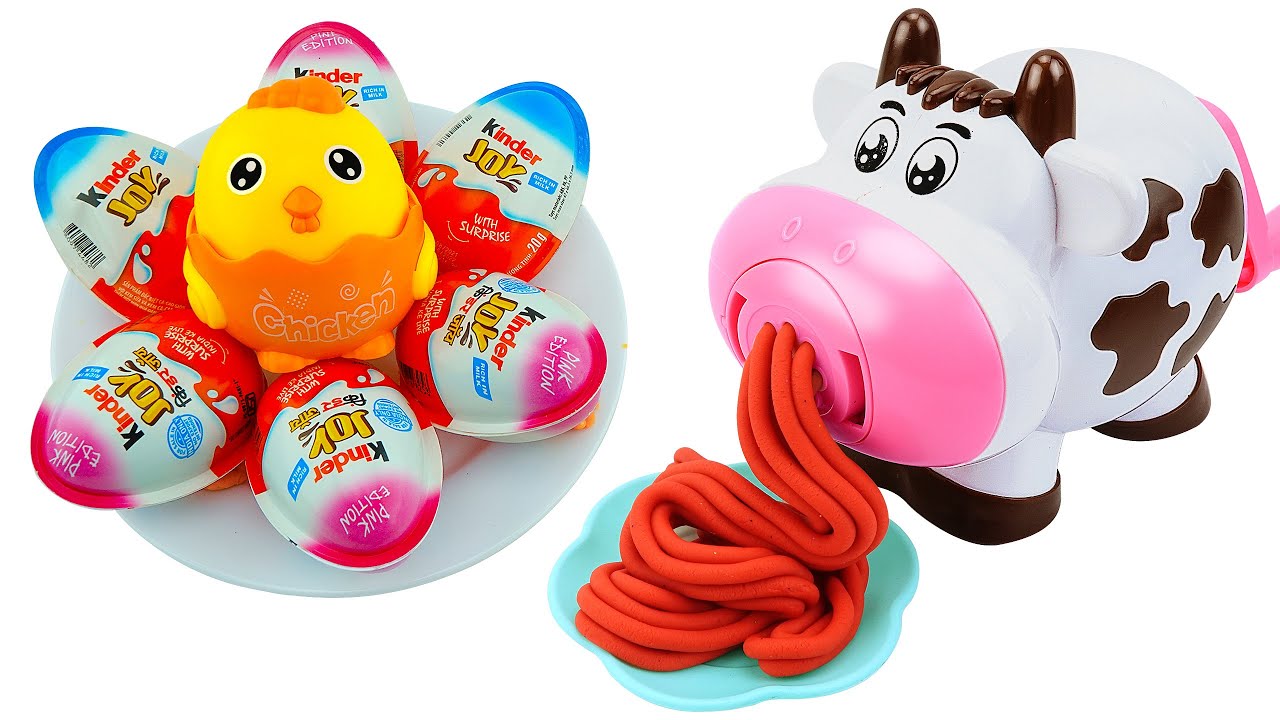 Satisfying Video l How to Make Rainbow Playdoh Noddles with Surprise ...