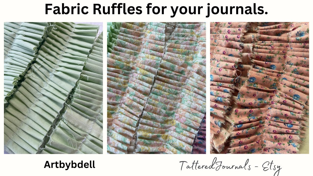 Hand made machine stitched fabric ruffles for junk journal ephemera ...