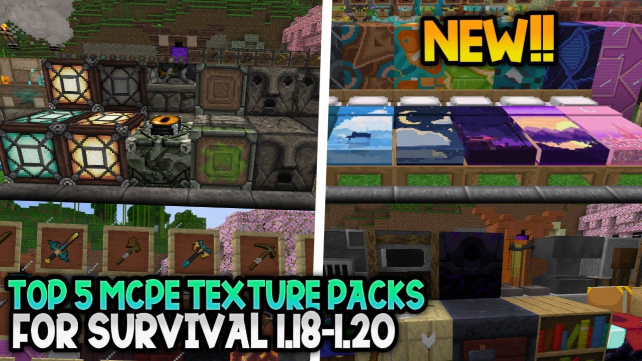 TOP 3 BEST TEXTURE PACKS FOR SURVIVAL - MCPE 1.19-1.20 | NO LAG - YouTube
