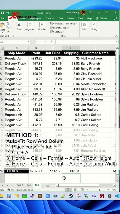 Auto Fit Row and Column - Excel Tips and Tricks - YouTube