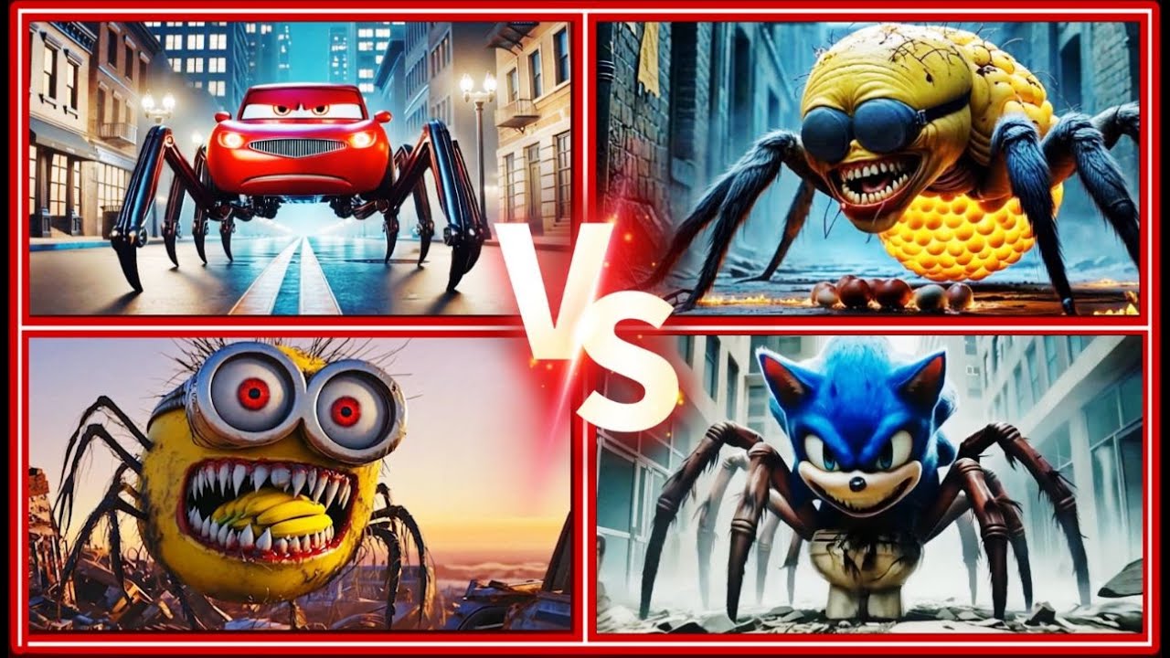 McQueen'S spider exe vs Minions Spider Exe vs Sonic spider exe Tiles ...
