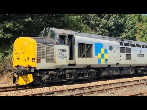 Pure 12CSVT Diesel Power! Class 37 No. 37688 'Great Rocks' Roars Out of Whitby Down The Esk Valley