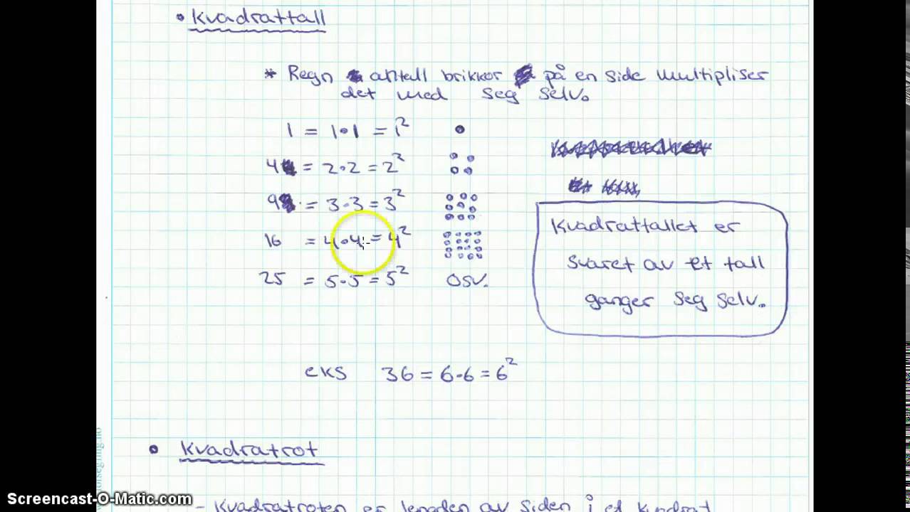 Kvadrattall & Kvadratrot - YouTube
