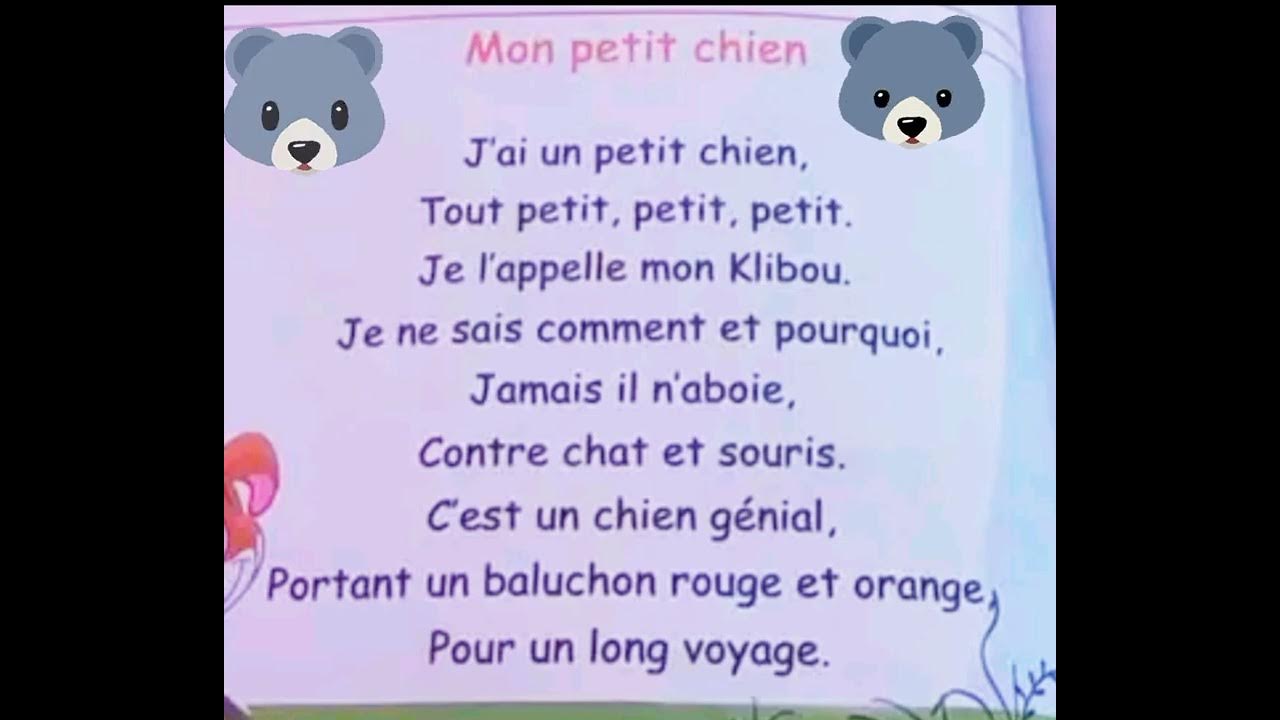 comptine "mon petit chien" 🐕🐕🐶 comptine de 3AP page répétée 5 fois ...