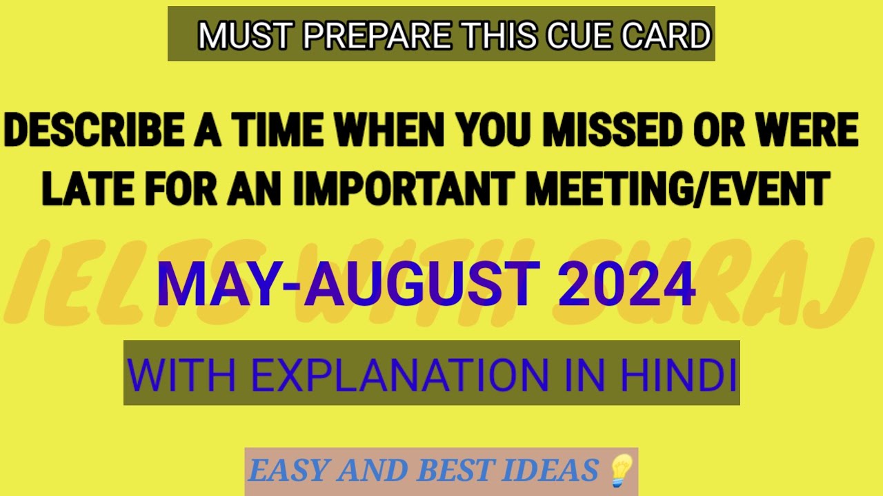 Describe a time when you missed or were late for an important meeting ...