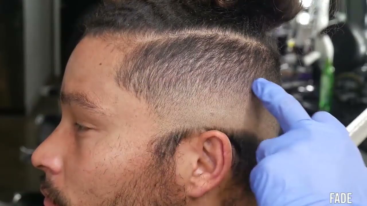 Simple Mid Fade Man Bun - YouTube