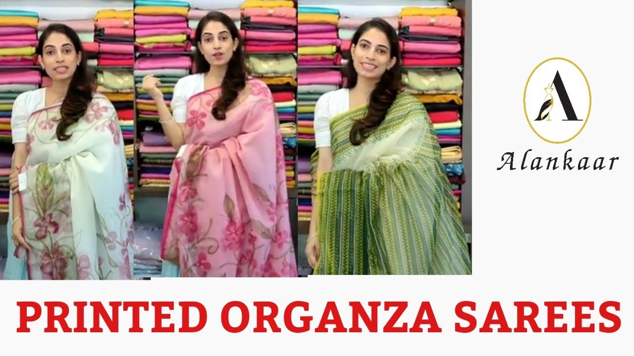 ALANKAAR BOUTIQUE /Printed Organza Sarees/ Whatsapp : 919746326239 ...