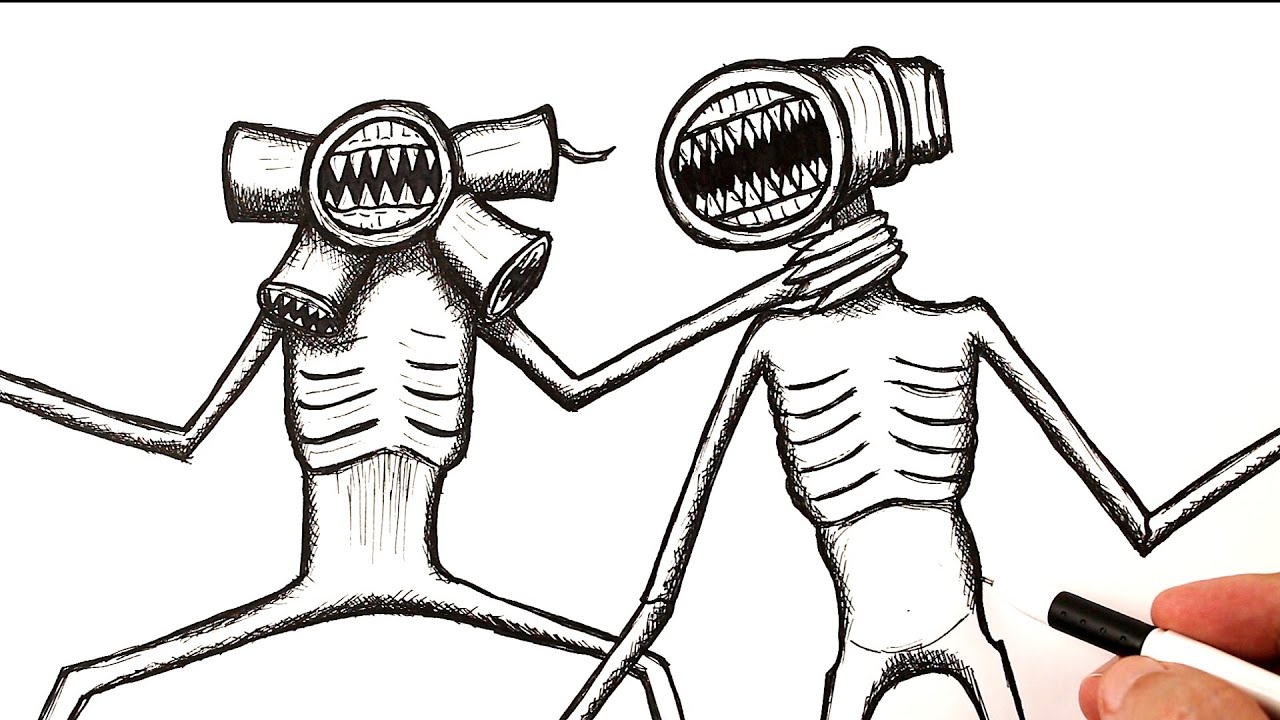 How to draw Great Mother Megaphone attacking Multi Siren Head - YouTube