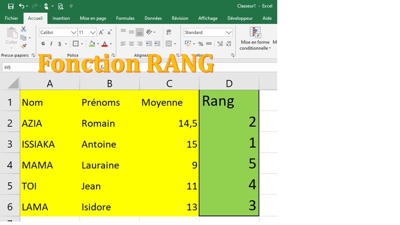 Comment utiliser efficacement la fonction RANG ? - YouTube