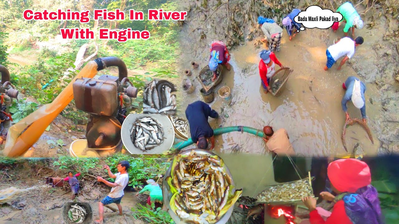 Part:2 // Catching Fish🐠With Big Engine🚂Water🌊Pump In River//Catching Many Types of Fish And ...