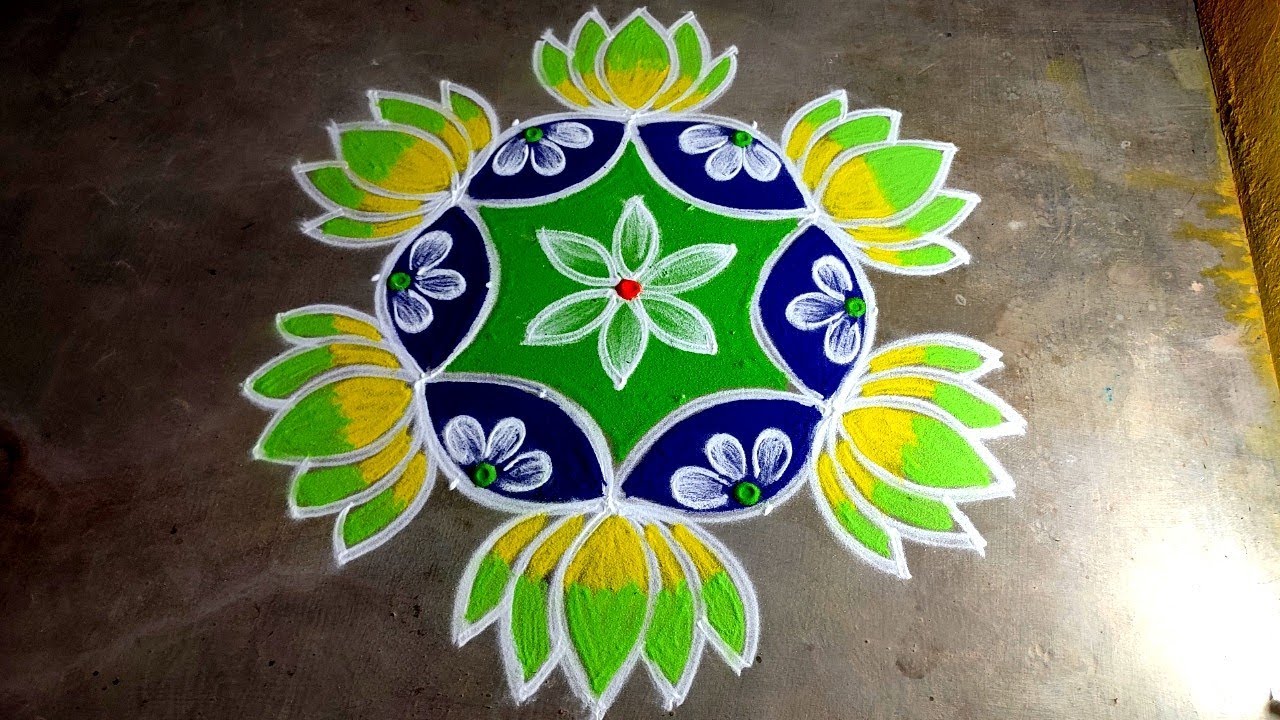 Margazhi 1special colour kolam|5*3dot dhanurmasam muggulu|new year 2023 ...