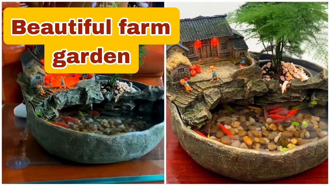 beautiful waterfall and fish to decorate your home and calm your nerves ...