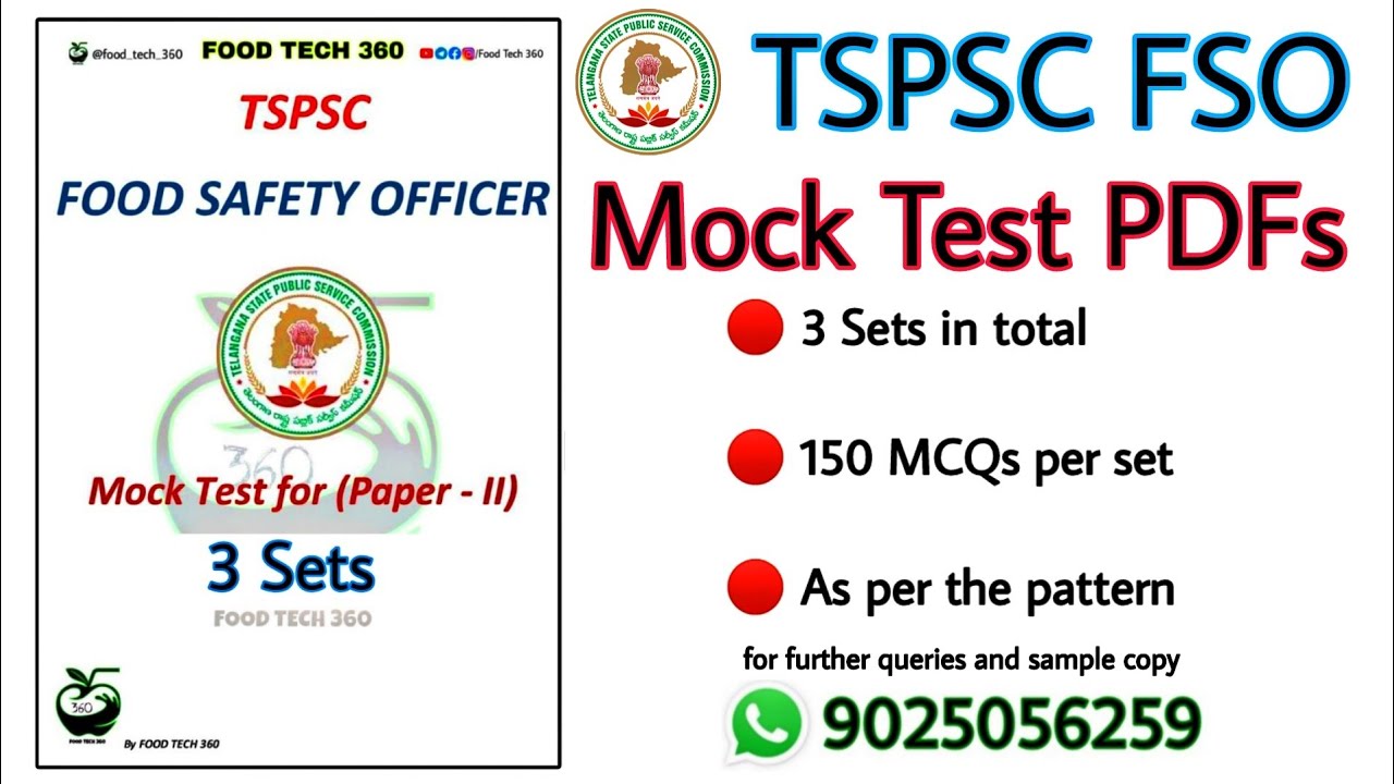 Telangana FSO Mock Test PDFs for Paper 2 by Food Tech 360 | TSPSC FSO ...