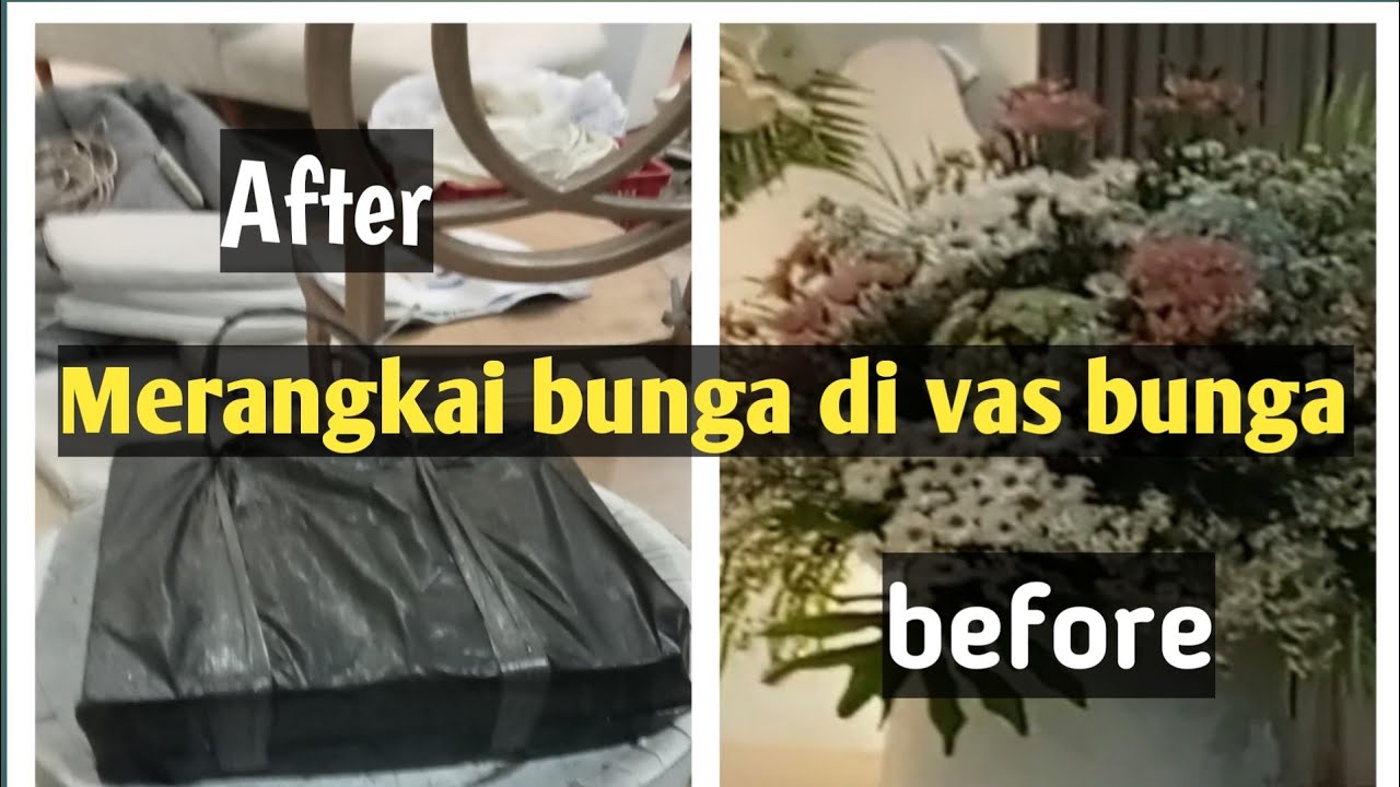 Merangkai bunga di vas bunga||cara mudah merangkai bunga ...