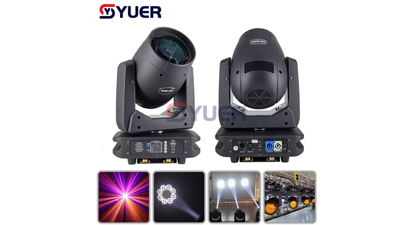 YUER™️ New 150W LED Lyre Moving Head Light Beam Spot - YouTube