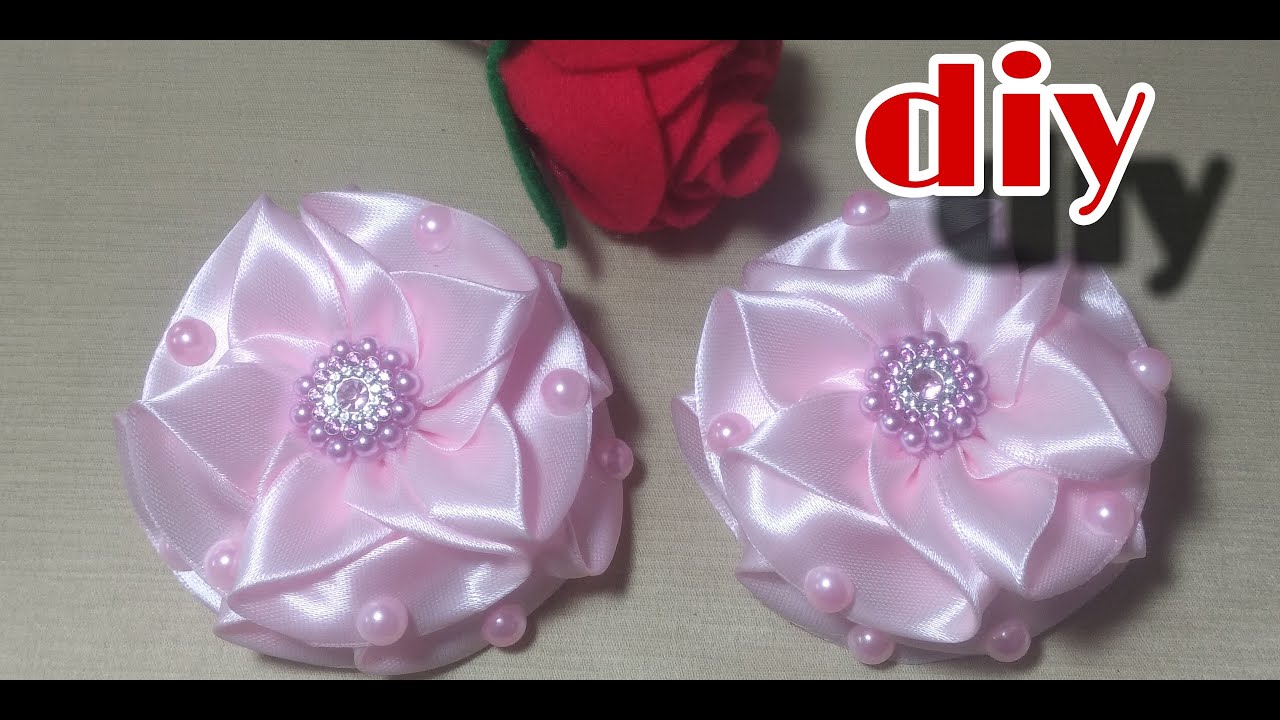 JEPIT RAMBUT MOTIF BUNGA MUDAH DAN SIMPLE || SATIN RIBBON || TUTORIAL 🌸 ...