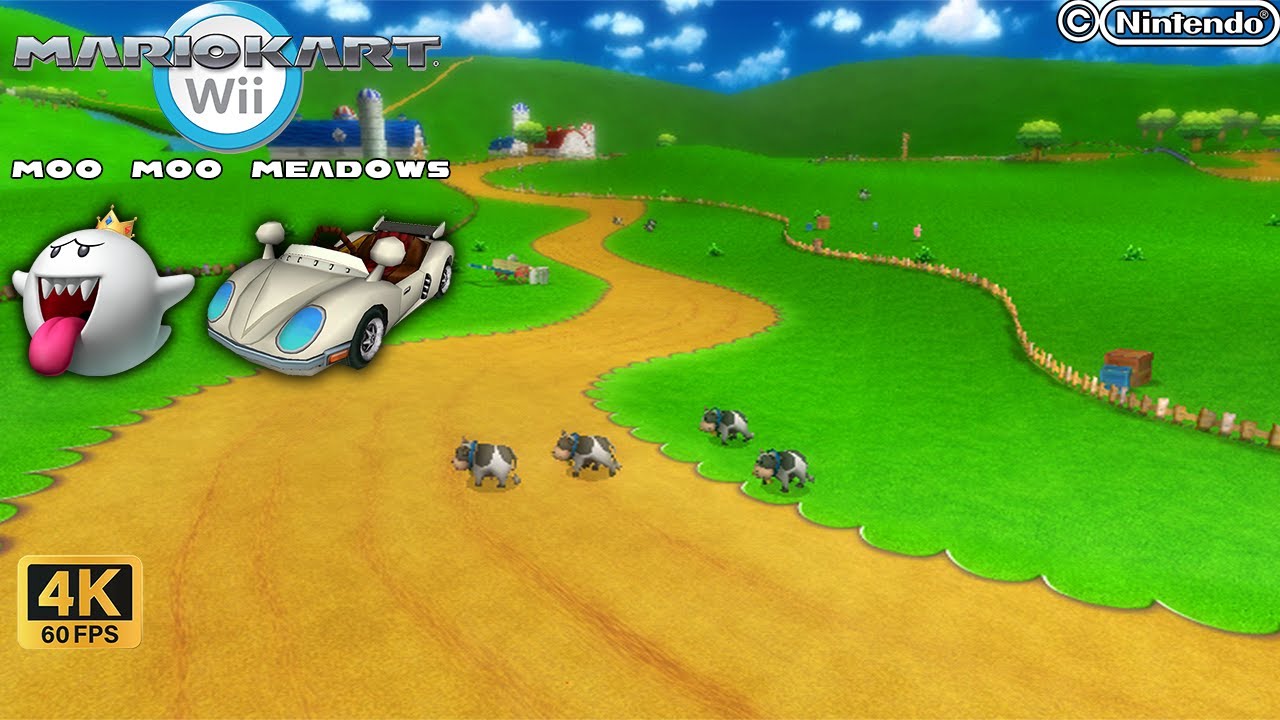 Mario Kart Wii | Moo Moo Meadows | Time Trials | 1:36.384 | 4K60FPS ...