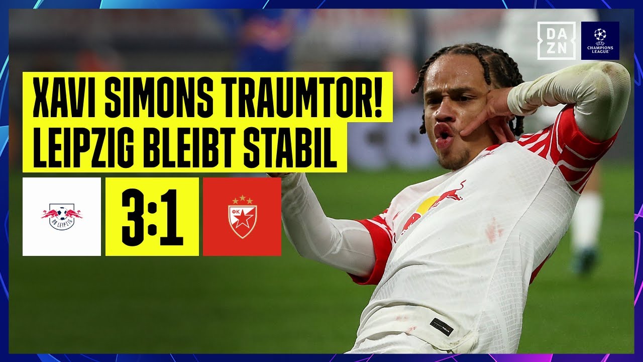 Xavi Simons mit der Rakete am Fuß: Leipzig - Roter Stern | UEFA ...