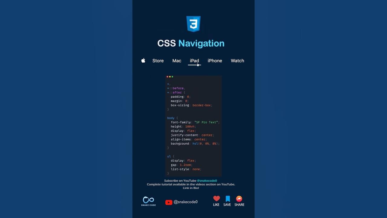 CSS Navigation #htmlcss #css3 #html5 #learncss - YouTube