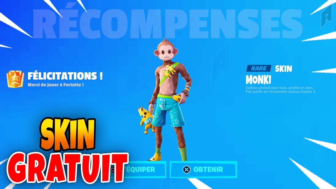 Comment Avoir le Skin MONKI Gratuit sur Fortnite Saison 3 - YouTube