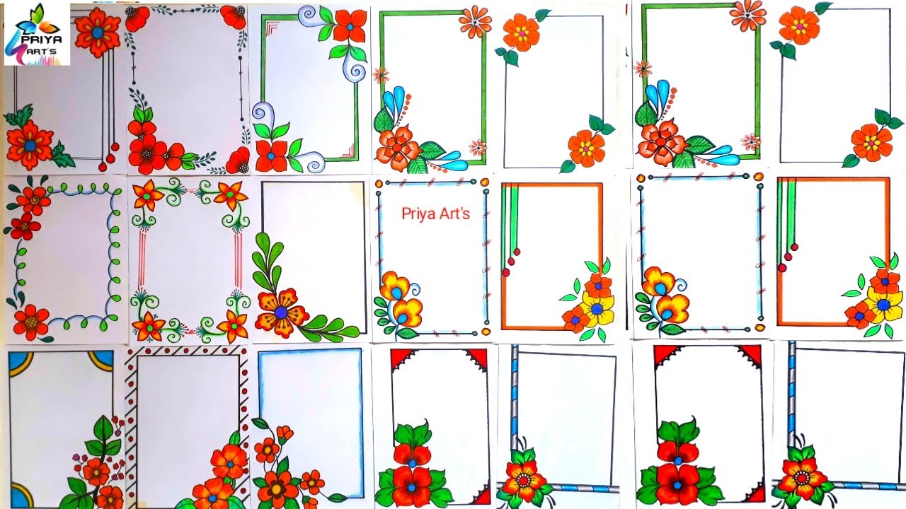 100 flower border designs | flower border designs for project work ...