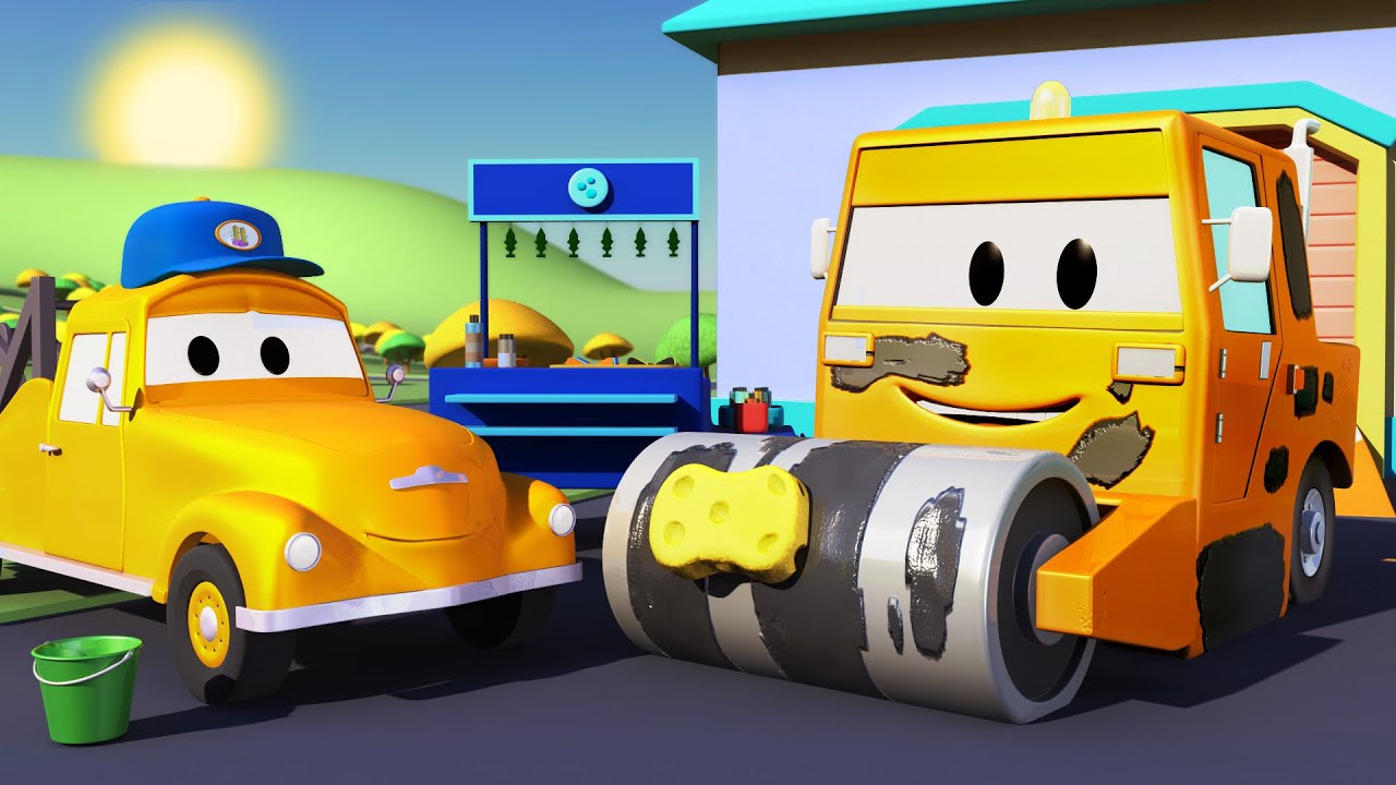 Steve the Steamroller needs a CAR WASH ! - Tom the Tow Truck's Car Wash ...