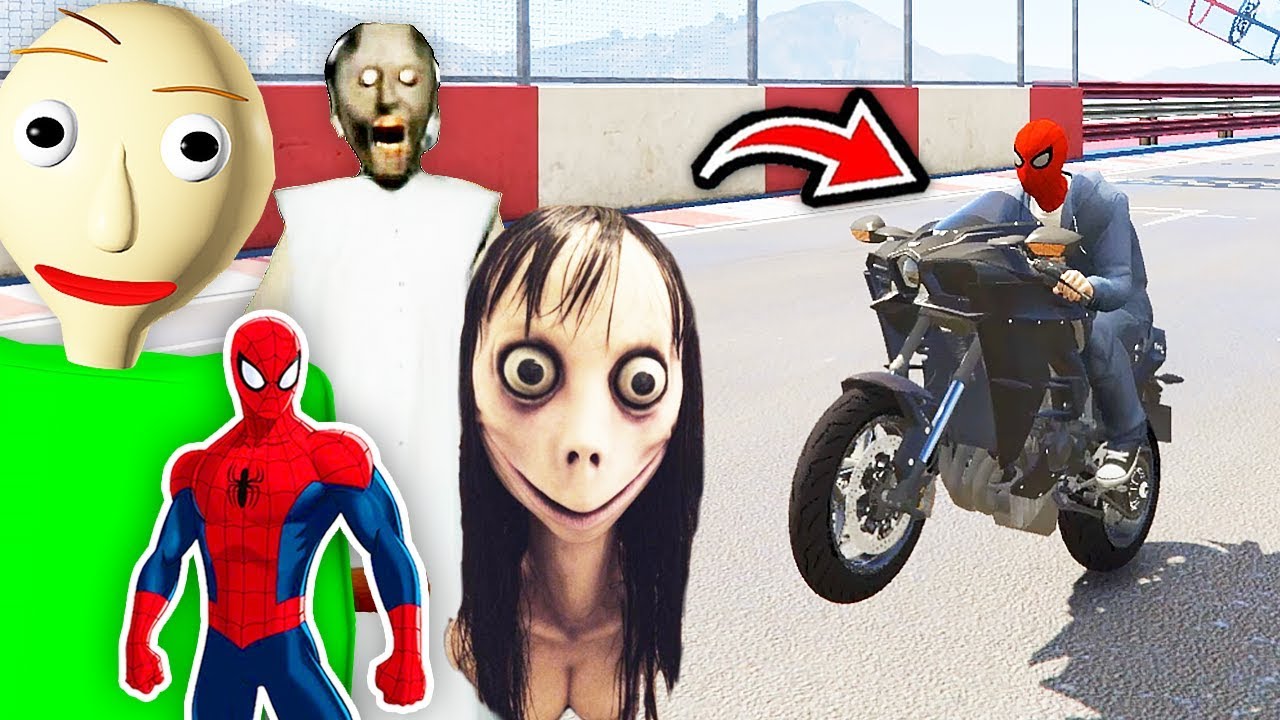 Örümcek Adam Baldi Büyükanne Momo Süper Hızlı Motosikletlerle Uçuyor ...