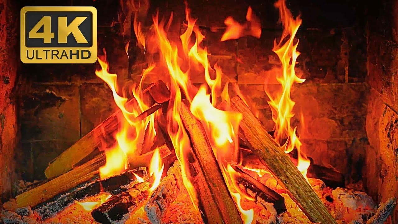 🔥 Ultra HD Fireplace 4K. Crackling Fire Sounds and Burning Logs for ...