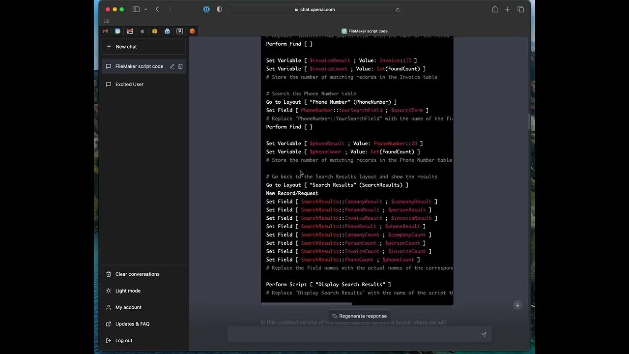 ChatGPT can write FileMaker Pro Script code - YouTube