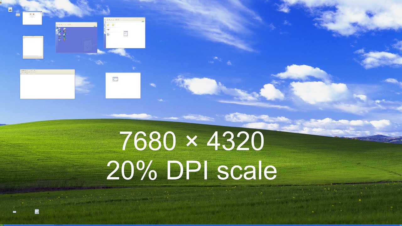Windows XP in 8K with 20% DPI scaling - YouTube