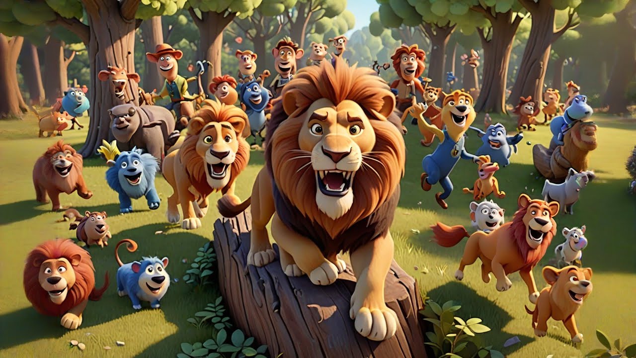 The Lion That Hopped Over a Log 🦁🌳 | Fun Kids Story & Song | Preschool ...