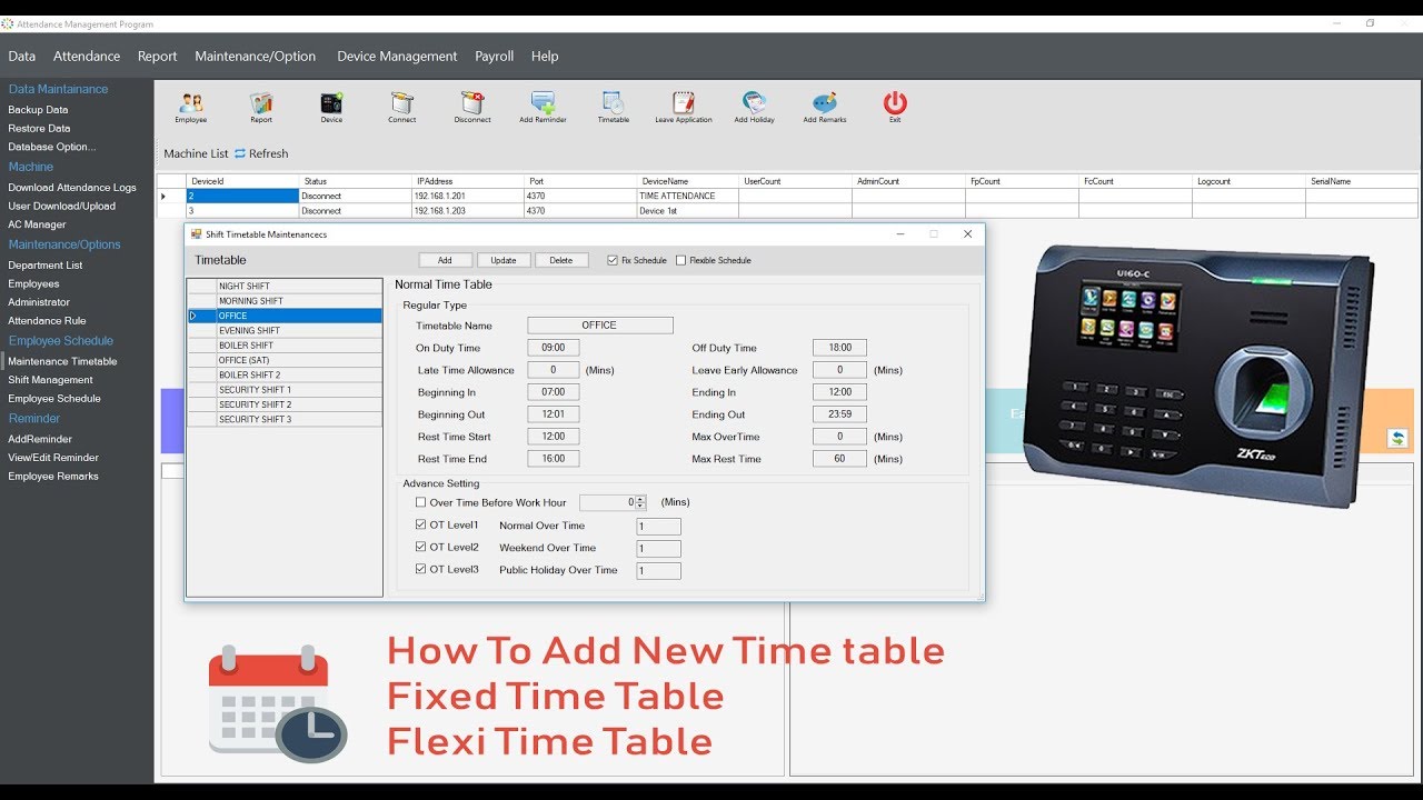 How To Add New Time Table In Check Time software - YouTube