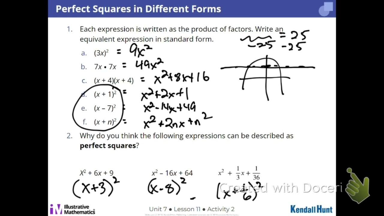 Unit 7 Lesson 11 What Are Perfect Squares? Algebruh - YouTube