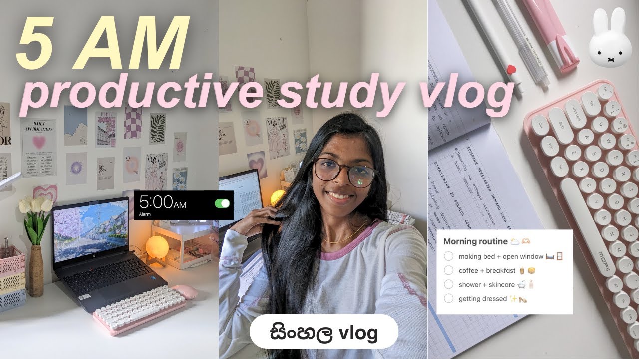 5AM STUDY VLOG 🌸📓🤍 පාන්දරින්ම වැඩ පටන් ගත්ත දවසක් 🧸🍃☕️ #studyvlog #sinhala #aesthetic #vlog ...