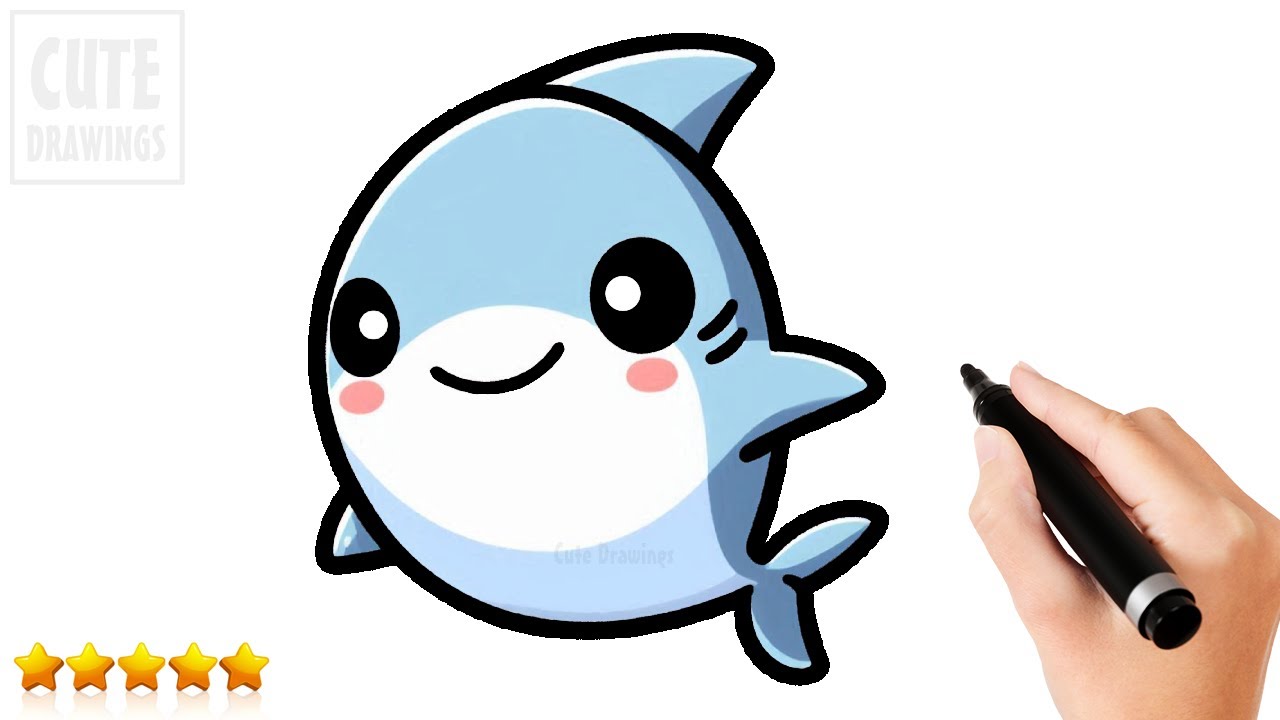 Draw a Cute Shark ️ Easy Tutorial - YouTube