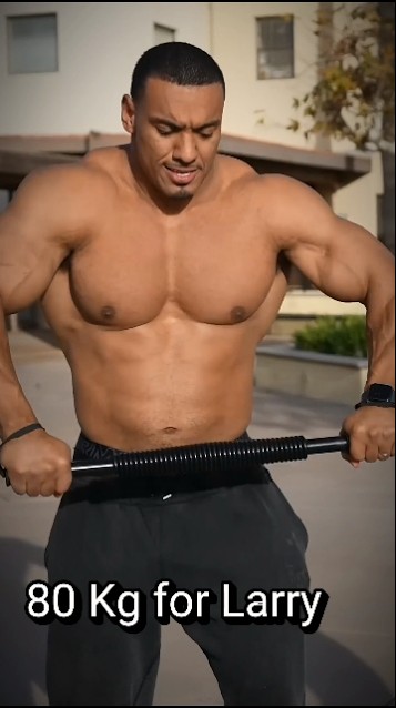 Larry wheel power 🥶 Amazing power 80 kg esey 🥵#bodybuilding #motivation ...