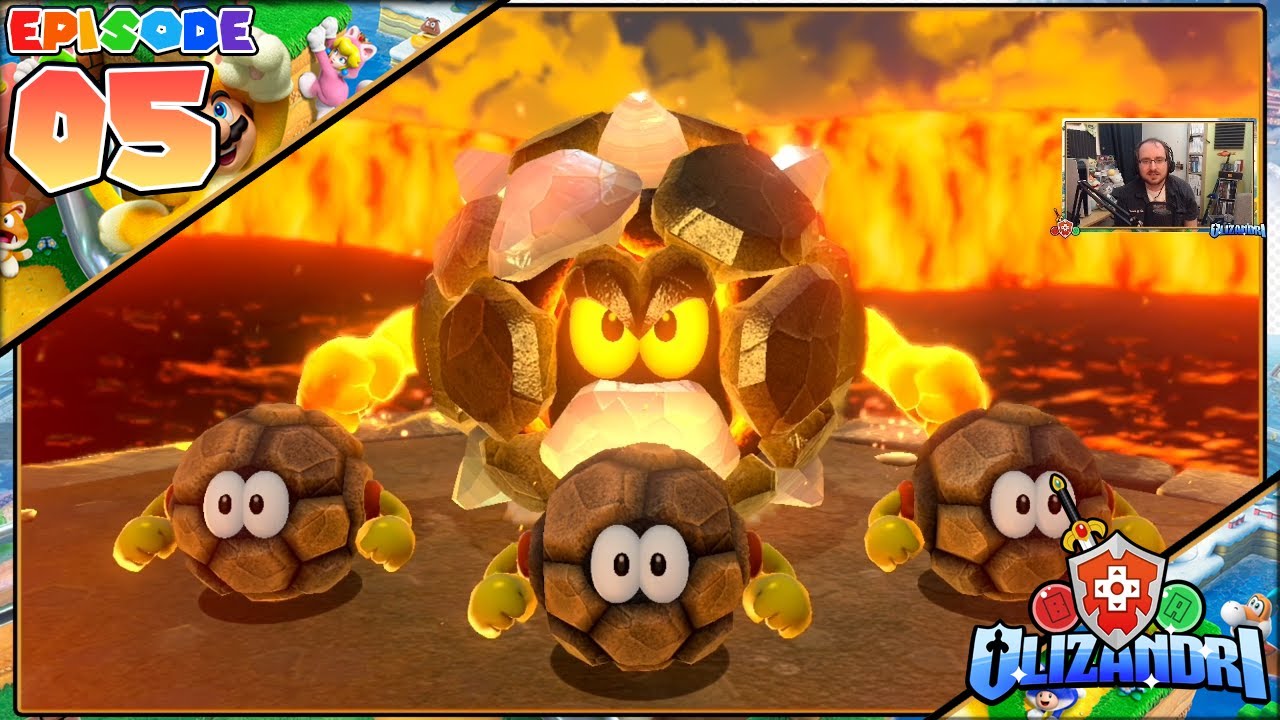 Super Mario 3D World - World 4 Lava Rock Lair Boss Brolder & World 5 ...