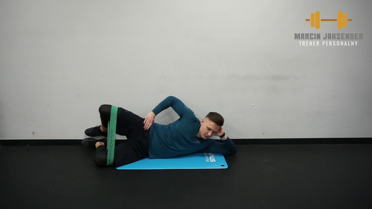 Mini Band Wall Clamshell - Odwodzenie nogi do ściany przy użyciu gumy ...