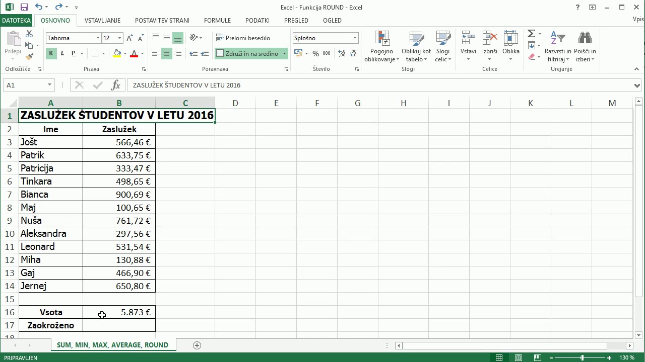 EXCEL Funkcija Round - YouTube