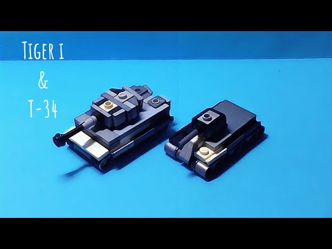 Mini lego Tiger I & T-34 tank instruction / tutorial - YouTube