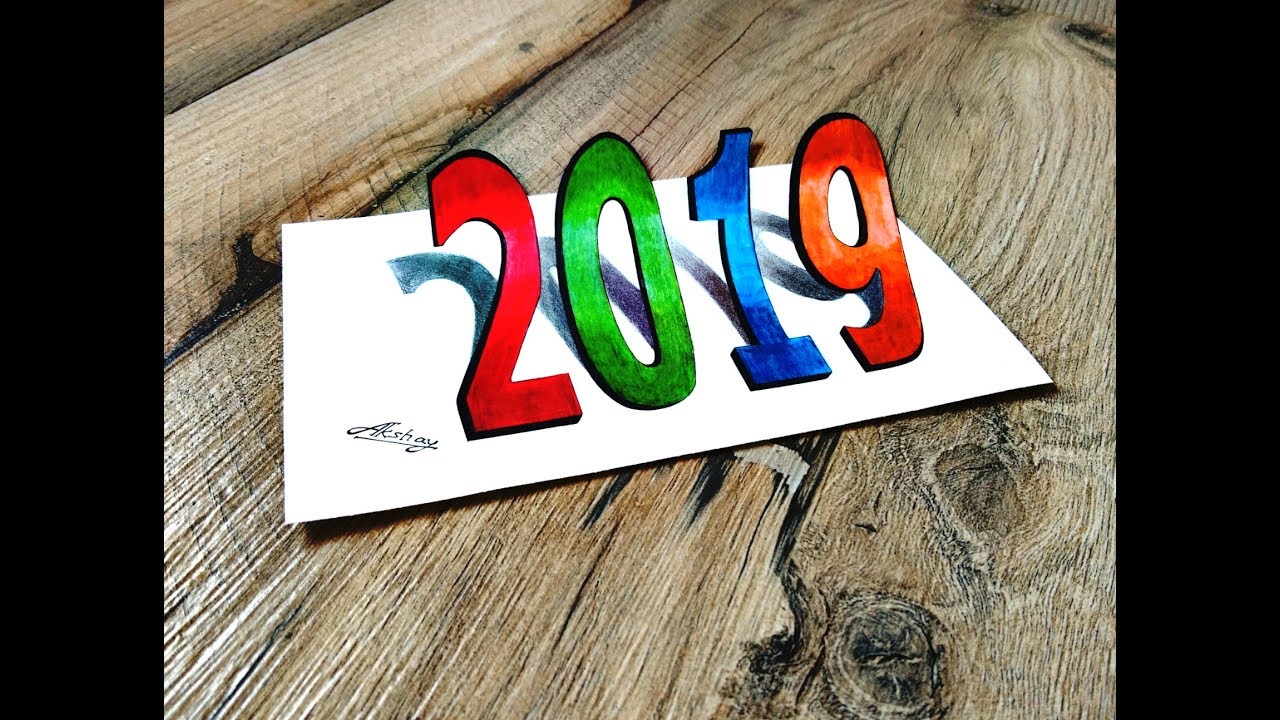 Happy New Year 2019 | Drawing 3d Number 2019 | Stone Letter 2019 | 3d ...