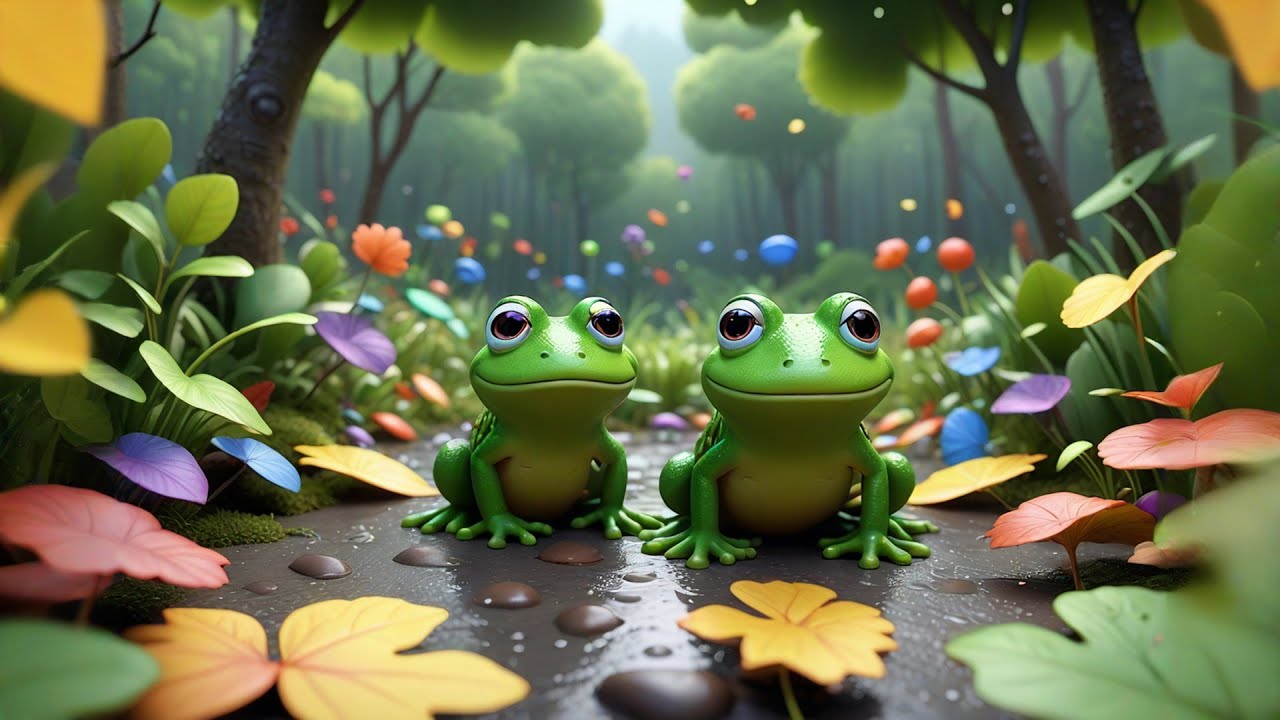 Seven Silly Frogs Jump in the Rain | Fun Rain Song for Kids | Frog ...