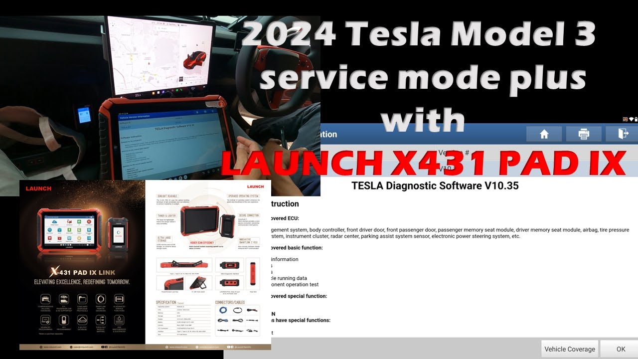 2024 Tesla Model 3 Service Mode Plus with LAUNCH X-431 PAD IX - YouTube