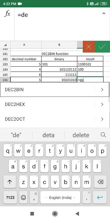using DEC2BIN function in excel video by Sandeep Gupta - YouTube
