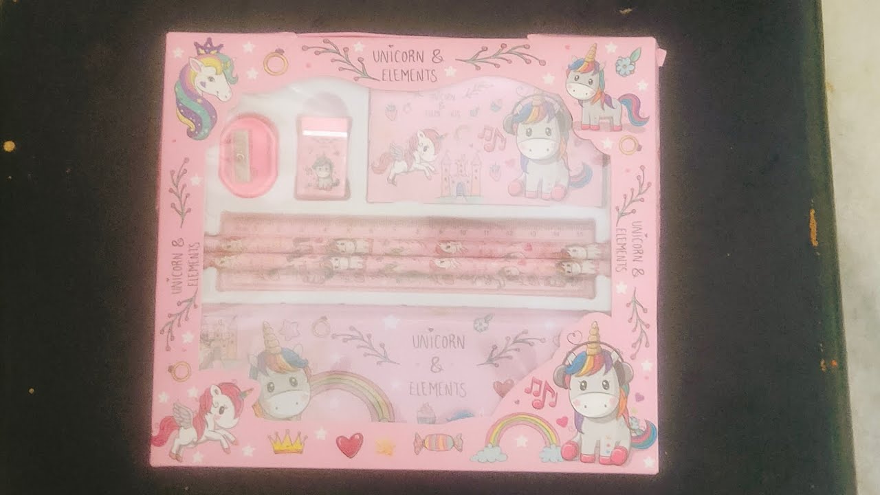 unicorn stationary kit || unboxing || youtube videos || cute stationary ...