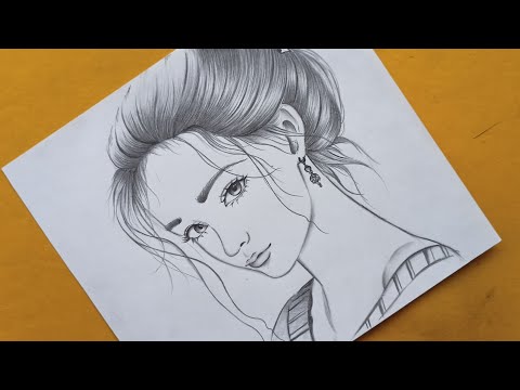 How to draw A cute girl - step by step Pencil drawing for beginners ...